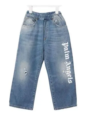 Palm Angels Logo Print Jeans - Blue