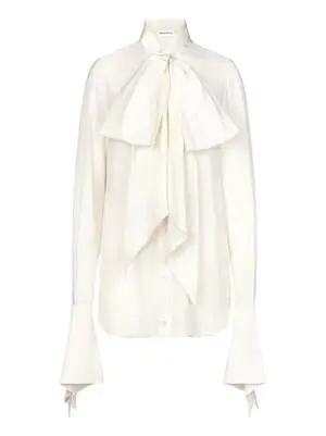 Nina Ricci Pussy-bow Collar Silk Shirt - White