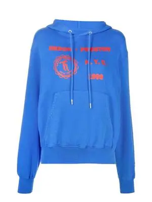 Heron Preston Hooded Hoodie With Printed Logo - Blue