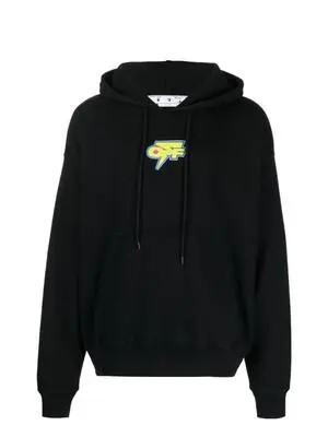 Off-White Thunder Print Skate Hoodie - Black