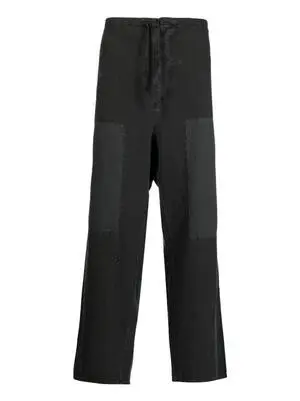 Palm Angels Drawstring Waist Trousers With Corset Detail - Black
