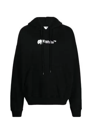Off-White Spray Helvetica Logo Embroidered Hoodie - Black