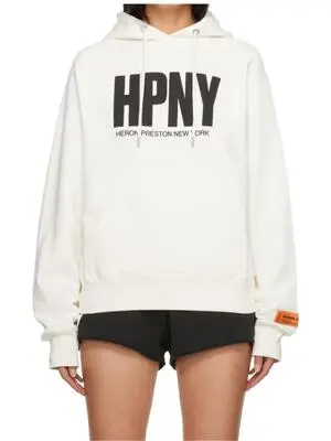 Heron Preston Long Sleeve Hooded Sweatshirt - White/black