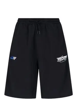 Off-White Logo Embroidered Drawstring Shorts - Black
