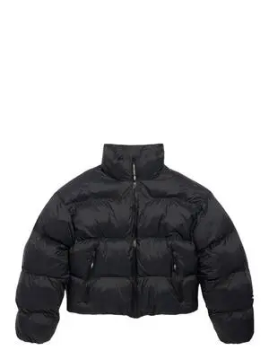 Balenciaga Cropped Puffer Jacket With Drawcord Hood - Black
