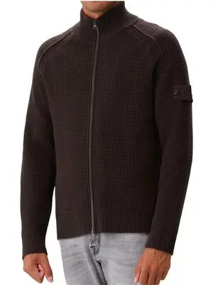 Stone Island Logo Patch Zip-up Cardigan - Black