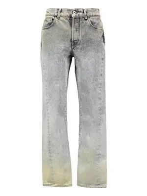 Off-White Washed Denim Straight-leg Jeans - Gray
