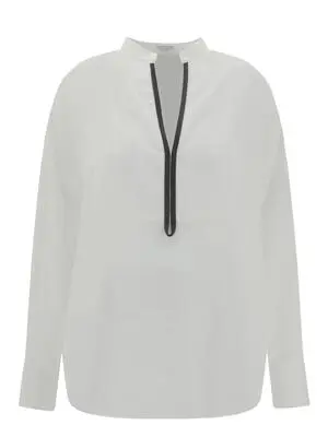 Brunello Cucinelli V-neck Blouse With Button Cuffs - White