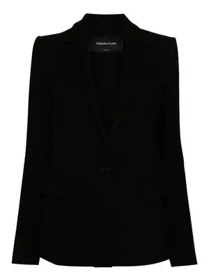 Fabiana Filippi Long-sleeved Suit Coat With Bead Chain Detail - Black