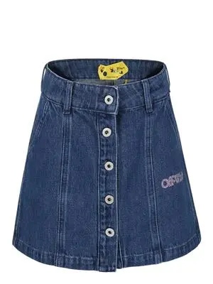 Off-White Denim Skirt With Logo Detail - Blue