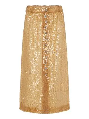 Rabanne Sequin-embroidered Midi Skirt - Amber