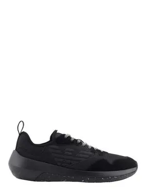 Emporio Armani Round Toe Lace-up Sneakers - Black