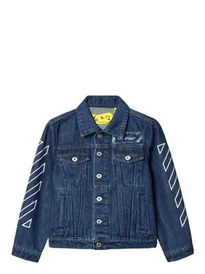 Off-White Denim Jacket With Iconic Arrows Pattern And Logo Patch - Indigo
