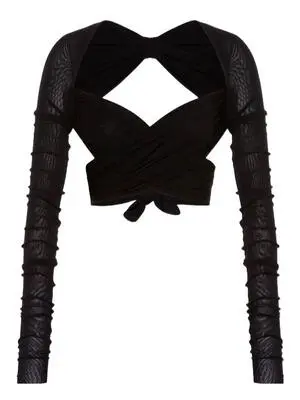 Philosophy Di Lorenzo Serafini Long Sleeve V-neck Top With Bow Detail - Black