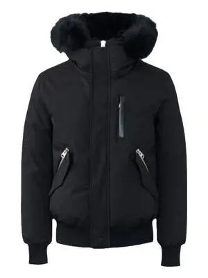 Mackage Dixon-bx 2-in-1 Nordic Tech Down Bomber With Blue Fox Fur Trim - Black