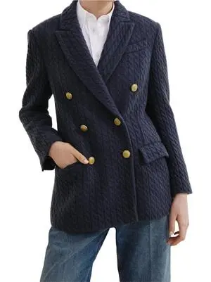 Brunello Cucinelli Double-breasted Knitted Blazer - Black