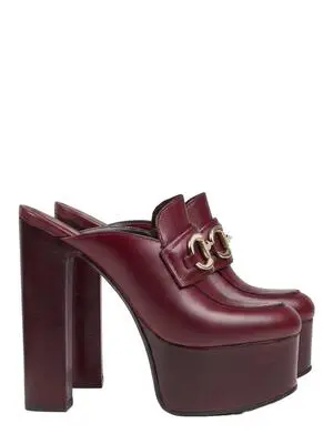 Gucci Platform Mule With Horsebit Detail - Ancora Red