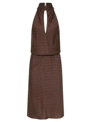 Posse Phoebe Polka-dot Pattern Midi Dress - Brown