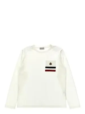 Moncler Long-sleeved T-shirt With Logo Patch - White