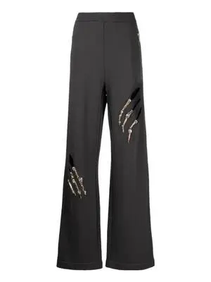 AREA Claw Cut-out Cotton Track Pants - Black