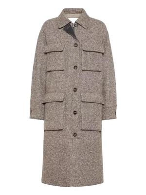 Brunello Cucinelli Mélange Diagonal Monili Embellished Coat - Gray