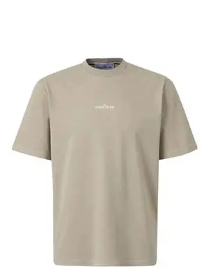 Stone Island Logo Printed Crewneck T-shirt - Desert