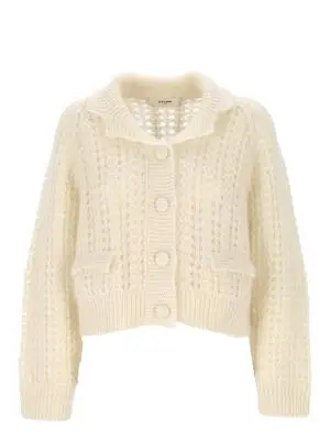 CELINE Celine Long Sleeve Knit Sweater With Lapel Collar