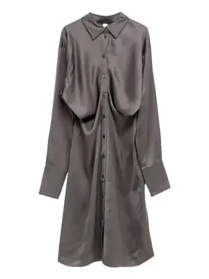 TOTEME Long Sleeve Buttoned Midi Shirt Dress - Graphite