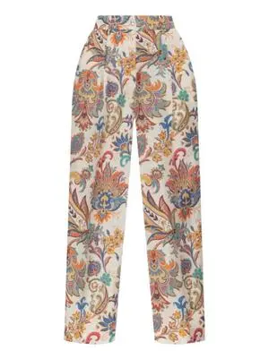 Etro Patterned High-waisted Tapered Trousers - Nude