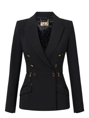 Elisabetta Franchi Double Breasted Tailored Blazer - Black