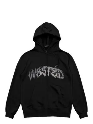 WASTED PARIS Long-sleeved Zip-up Hoodie With Pockets - Black