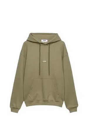 MSGM Logo Printed Drawstring Hoodie - Gray