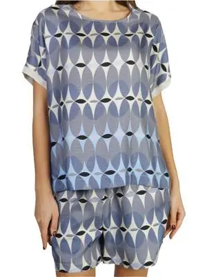 Lorena Antoniazzi Lorena Antoniazzi Geometric Print Silk T-Shirt Gray