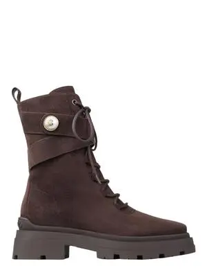 JIMMY CHOO Noemi 45 Logo Plaque Combat Boots - Chocolate