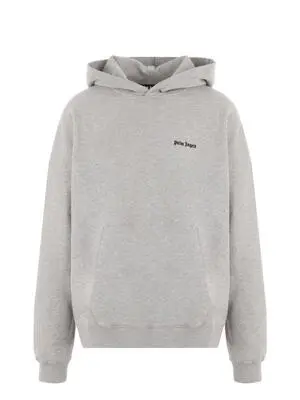 Palm Angels Logo Embroidered Hoodie - Gray