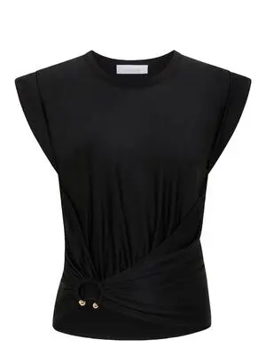 Rabanne Asymmetric Gathered Detail Blouse - Black