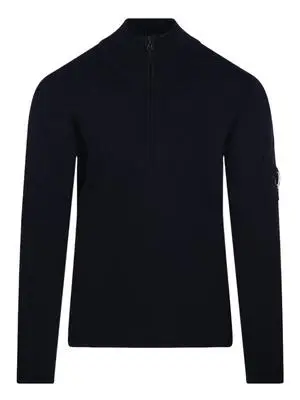 C.P. COMPANY Lens Detailed Half-zip Knit Jumper - Blue