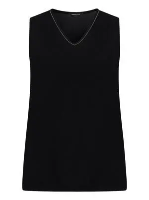 Fabiana Filippi Sleeveless V-neck Top With Embellished Detail - Black