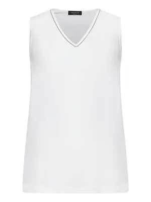 Fabiana Filippi Sleeveless V-neck Embellished Top - White