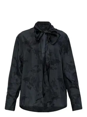 Fabiana Filippi Printed Silk Shirt With Bow Detail - Black