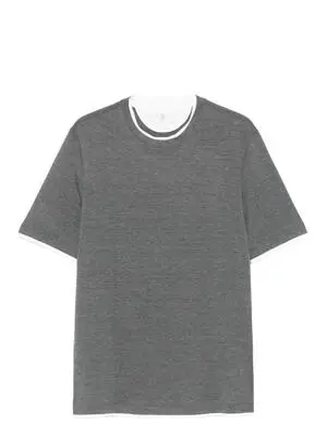Brunello Cucinelli Crewneck Straight Hem T-shirt - Gray
