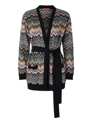 Missoni Chevron Pattern Belted Cardigan - Multicoloured