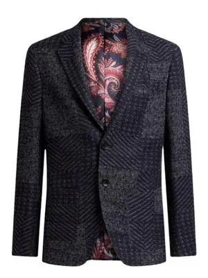 Etro Wool-blend Patchwork Blazer - Black
