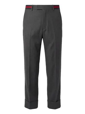 Gucci Twill Web Detailed Trousers - Gray