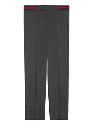 Gucci Twill Web Detailed Trousers - Gray