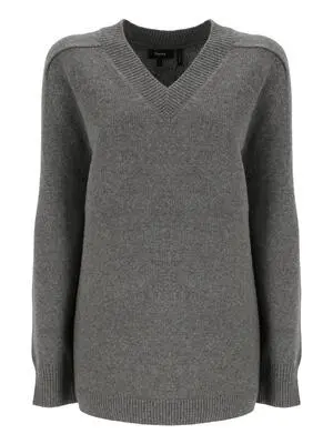 Theory V-neck Long Sleeve Jumper - Black