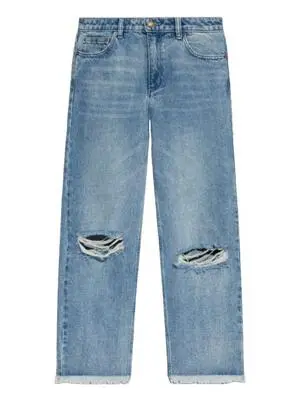 Michael Kors Ripped Straight Leg Jeans - Blue