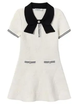 SELF-PORTRAIT Jacquard Knitted Dress - White