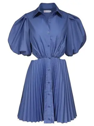 Simkhai Puff Sleeve Cut-out Shirt Dress - Blue