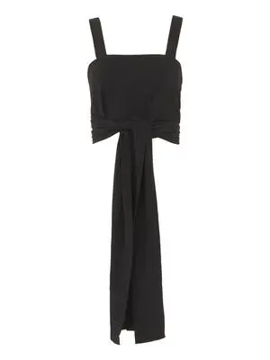 Chloé Chloe Crepe De Chine Cropped Top With Front Tie Detail Black